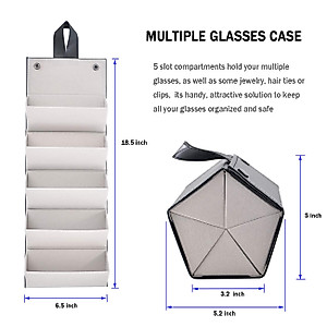 Kenpal Sunglasses Storage Organizer Holder Foldable Travel Case with 5 Slot Compartments for Multiple Glasses (Black)