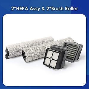 Tineco Replacement 2 HEPA Assembly & 2 Brush Roller Set for iFLOOR 3 Series, Floor ONE S3 Series, iFLOOR 5 Breeze Complete Cordless Wet Dry Vacuum Cleaner (Not Compatible with Any Other Model)