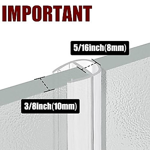 KOLAKO Shower Door Seal, 3 Pack x 39Inch Glass Shower Door Sweep for 3/8Inch Frameless Shower Door Side Seal U-Type Door Seal Strips Waterproof Door Sealing Jam Stop Leak