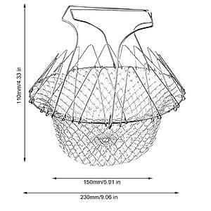 304 Stainless Steel Foldable Steam Rinse Strain Fry Basket Strainer Net Kitchen Cooking Tool for Fried Food or Fruits