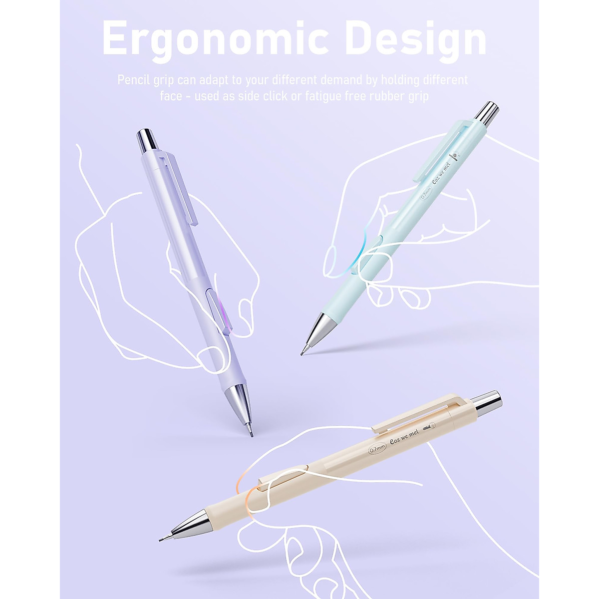 Nicpro 8PCS Pastel Mechanical Pencil 0.5 & 0.7 mm, Cute Fast Click Mechanical Pencils Set with 8 Tubes HB Lead Refills, Erasers for Drafting, School Student Writing, Drawing, Sketching -with Case