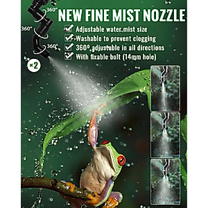 Reptile Humidifiers, Reptile Misting System, Reptile Mister Automatic with Timer, Terrarium Mister for Reptiles, Amphibians, Plants, Tank, Paludarium and Vivarium