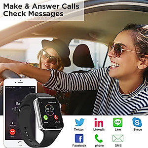 Bluetooth Smart Watch A1 Bluetooth GSM SIM Phone Smart Watch for Android Smart Phones (Silver)