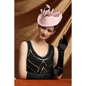 Comott Fascinator Feather Tea Party Pillbox Derby Hat Cocktail Wedding Bridal Fascinators Headband for Women