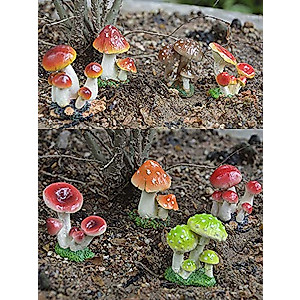 3 Pcs Mushroom Miniature Figurines Mushroom Statue Resin Figurines Fairy Garden Miniature Moss Landscape DIY Terrarium Crafts Ornament Accessories for Home Décor,C