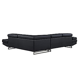 Blackjack Furniture Union Modern Leather Air Tufted Living Room Right Facing Sectional, Black