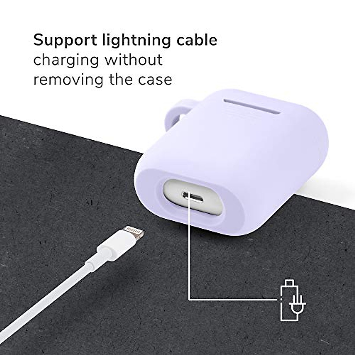 GMYLE Airpods Case Cover with Keychain, [Front LED Visible] Silicone Full Protective Wireless Charging Airpods Case Cover Skin Accessories kit Set Compatible for Apple AirPods 2 & 1 – Lavender Purple