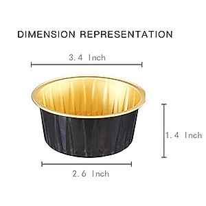 KEISEN 5oz 3 2/5" Set of 24 Disposable Aluminum Foil Cups 125ml for Muffin Cupcake Baking Bake Utility Ramekin Cup (black gold)