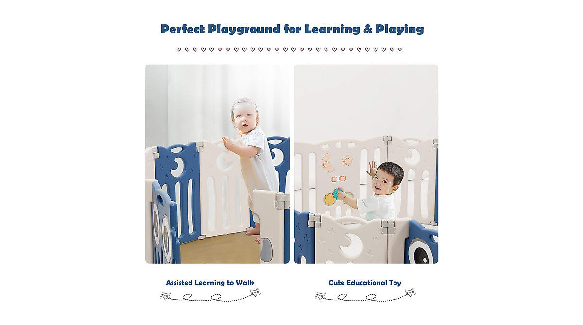 Costzon Foldable Baby Playpen with Lock Door - Safe & Adjustable