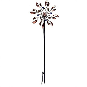 NUENUN Wind Spinner Outdoor Metal - Multi-Color Seasonal LED Lighting Solar Powered Glass Ball with Kinetic Wind Spinner Dual Direction for Patio Lawn & Garden