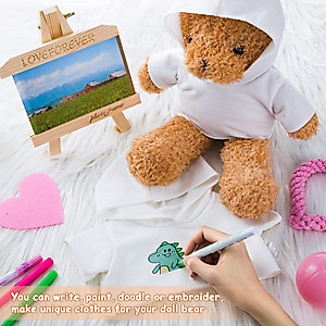 Litherr S 12 PCS Stuffed Bear Clothes Shirt Stuffed Animal T-Shirt Doll Tshirts Classic Plush Bear Shirts Bear Hoodie Fit 14-18 Inches Stuffed Bear Dolls (White)