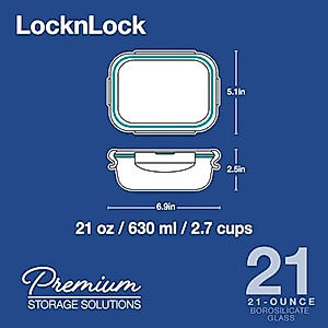 LOCK & LOCK Purely Better Glass Food Storage Container with Lid, 21 Ounce, Clear