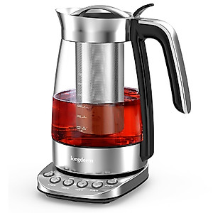 Electric Glass Tea Kettle with Infuser, 1.7L/1500W Fast Boiling, Stainless Steel, Temperature Control Tea Maker, BPA Free - Easy Lid Removal & Keep Warm Feature, Silver