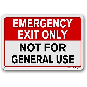 Locmorly Emergency Exit Only Not for General Use Sign, 8x12 Inch, No Trespassing Aluminum Sign