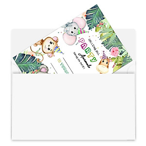 MUZRUYOU Party Animals Birthday Invitation cards with Envelopes, Wild One Animals Invitation cards, Zoo Safari Animals kids Invite (20 pack)