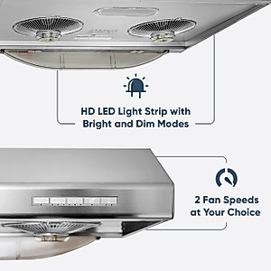 Pacific Auto Clean Under Cabinet Ducted Range Hood 36" - 900 CFM Powerful Kitchen Vent Hood - Electric Stainless Steel, Ultra Quiet, Touch Control, Filterless, LED Lights, Auto Cleaning ‎AC3036BS