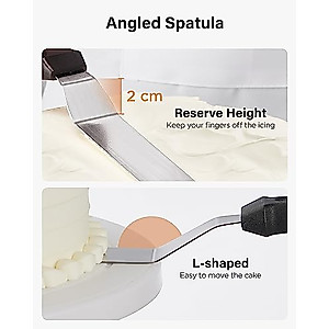 Kootek Cake Decorating Kit Baking Supplies Cake Turntable with 2 Frosting Straight Angled Spatula 3 Icing Smoother Scrapers Baking Accessories Tools for Beginners and Pros, Pink