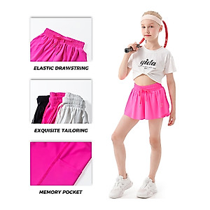 PUPIU Girls Shorts Flowy Toddler Girls Dance Shorts Preppy Clothes Summer Gymnastics Shorts Athletic Hot Pink M