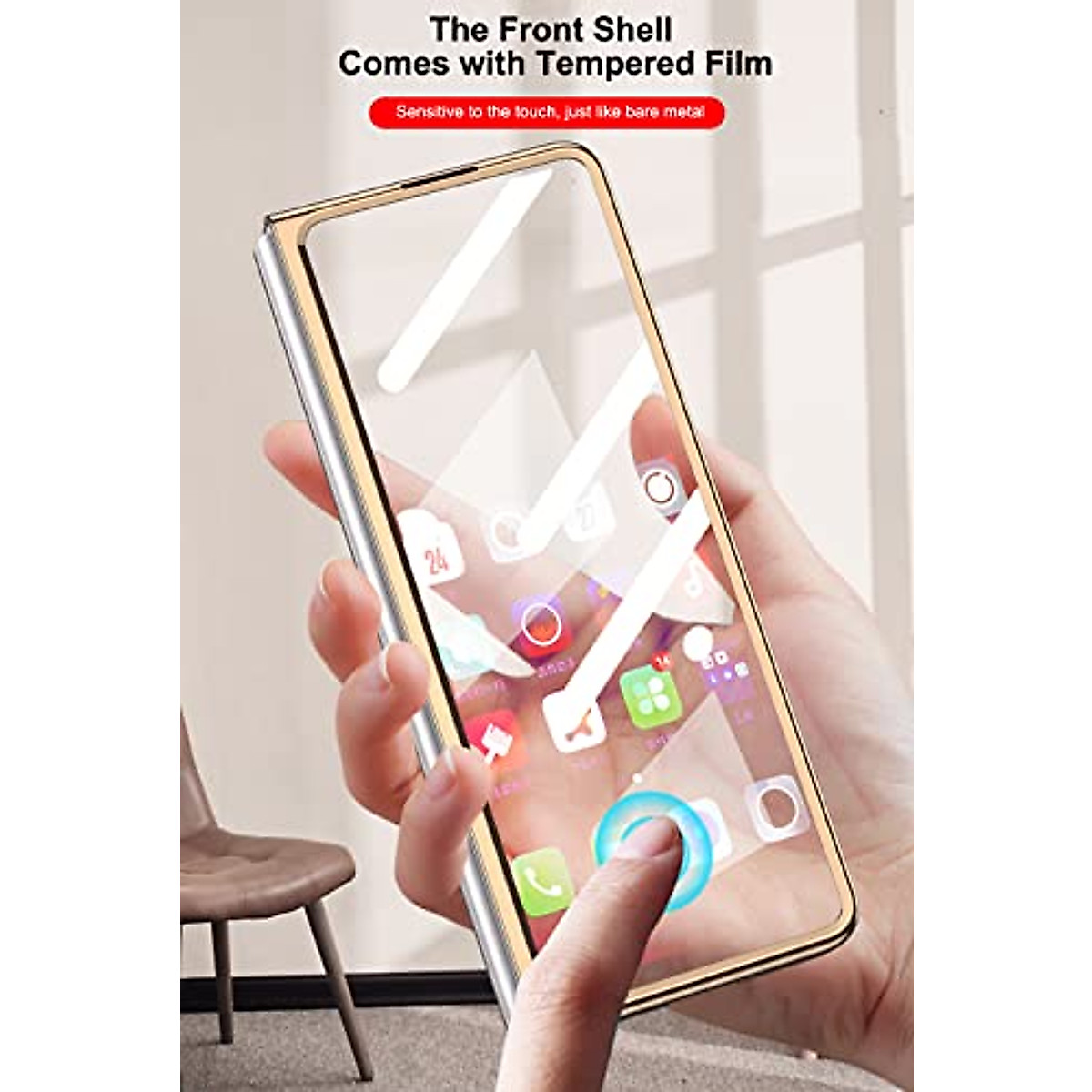 SHIEID Samsung Z Fold 3 Case with Screen Protector, Z Fold 3 Case Ligth Luxury Customization Tempered Glass Phone Case Protective Cover for Samsung Galaxy Z Fold 3 5G, Mechanic
