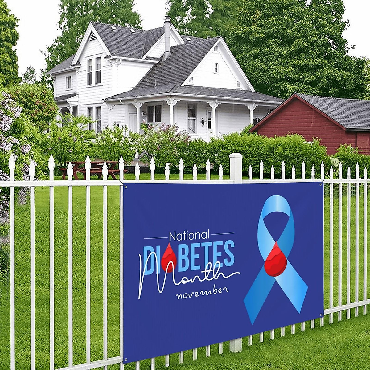 in November Diabetes Awareness Month Backdrop Banner Holiday Decoration Photo Booth Background Tapestry Decor Supplies for Party Home Office 47 * 71 Inches