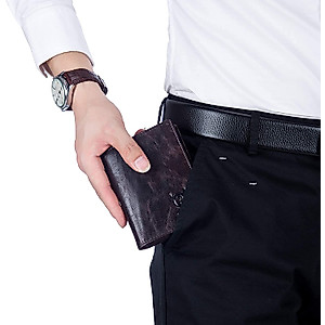 BULLCAPTAIN Large Capacity Genuine Leather Bifold Wallet/Credit Card Holder for Men with 15 Card Slots QB-027 (Purple)