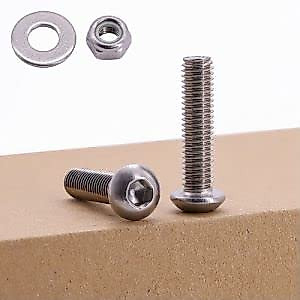 1/4"-20 x 3/4" Stainless Steel Button Head Socket Cap Screws with Hex Locknuts and Flat Washers, 304 Stainless Steel, Full Thread, Coarse Thread, 15 Sets
