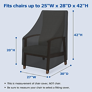 SunPatio Outdoor High Back Chair Covers, Waterproof Stackable Patio Chair Covers, All Weather Protection Patio Furniture Covers, 2 Pack -27" W x 30" D x 42" H, Black