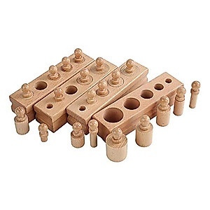 Adena Montessori Mini-Cylinder Block (Set of 4) Materials Sensorial Educational Tools Preschool Early Montessori Toys for Toddlers