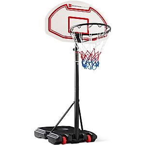 Best Choice Products Kids Height-Adjustable Basketball Hoop, Portable Backboard System w/ 2 Wheels, Fillable Base, Weather-Resistant, Nylon Net, Adjusts from 70.5in to 82.3in