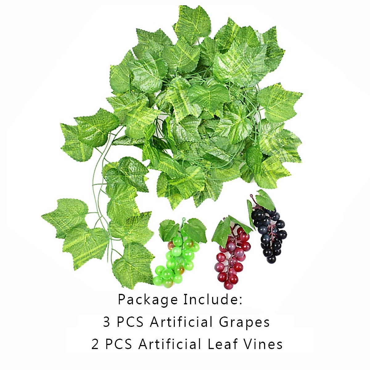 HUIANER Fake Grapes 3 Bunches of Simulation Fruit with Artificial Grape Vines Lifelike Grapr Leaves for Wedding Home Indoor Outdoors Party Garden Wall Decoration