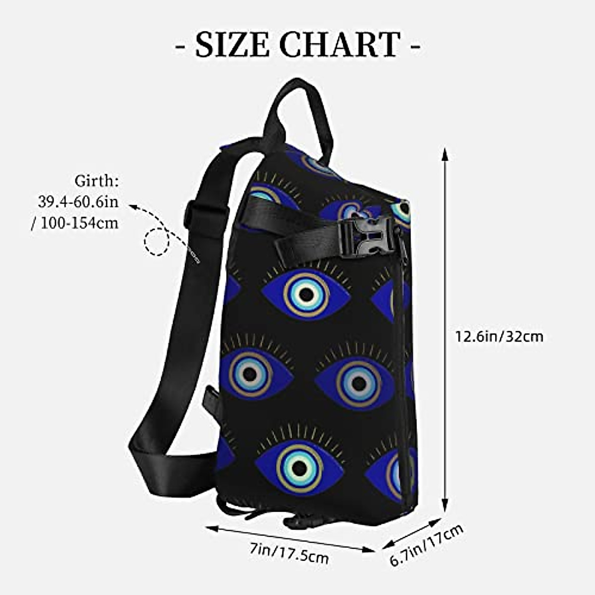 Crossbody Sling Backpack Turkish-Evil-Eye-Symbol Travel Hiking Chest Daypack One Strap Shoulder Bag