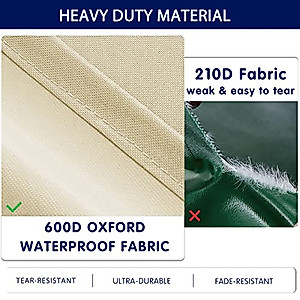 subrtex Patio Furniture Covers Waterproof Outdoor Sofa Cover Bench Covers for Lawn Outside Couch Cover with Air Vent Medium (Beige,64Lx26Wx35H)