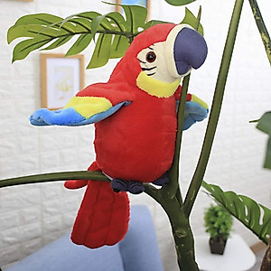Talking Macaw Parrot Repeat What You Say Stuffed Animal Plush Toy Electronic Record Animated Bird Shake Wings Speaking Parrot Pet Plush Interactive Toys for Kids Boys Girls Christmas Birthday Gift