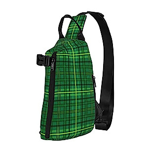 Crossbody Sling Backpack St-Patrick-British-Green-Plaid Travel Hiking Chest Daypack One Strap Shoulder Bag