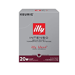 Illy Intense & Robust, Intenso Dark Roast Coffee K-Cups, Made With 100% Arabica Coffee, All-Natural, No Preservatives, Coffee Pods for Keurig Coffee Machines, 20 K Cup Pods (Pack of 1)