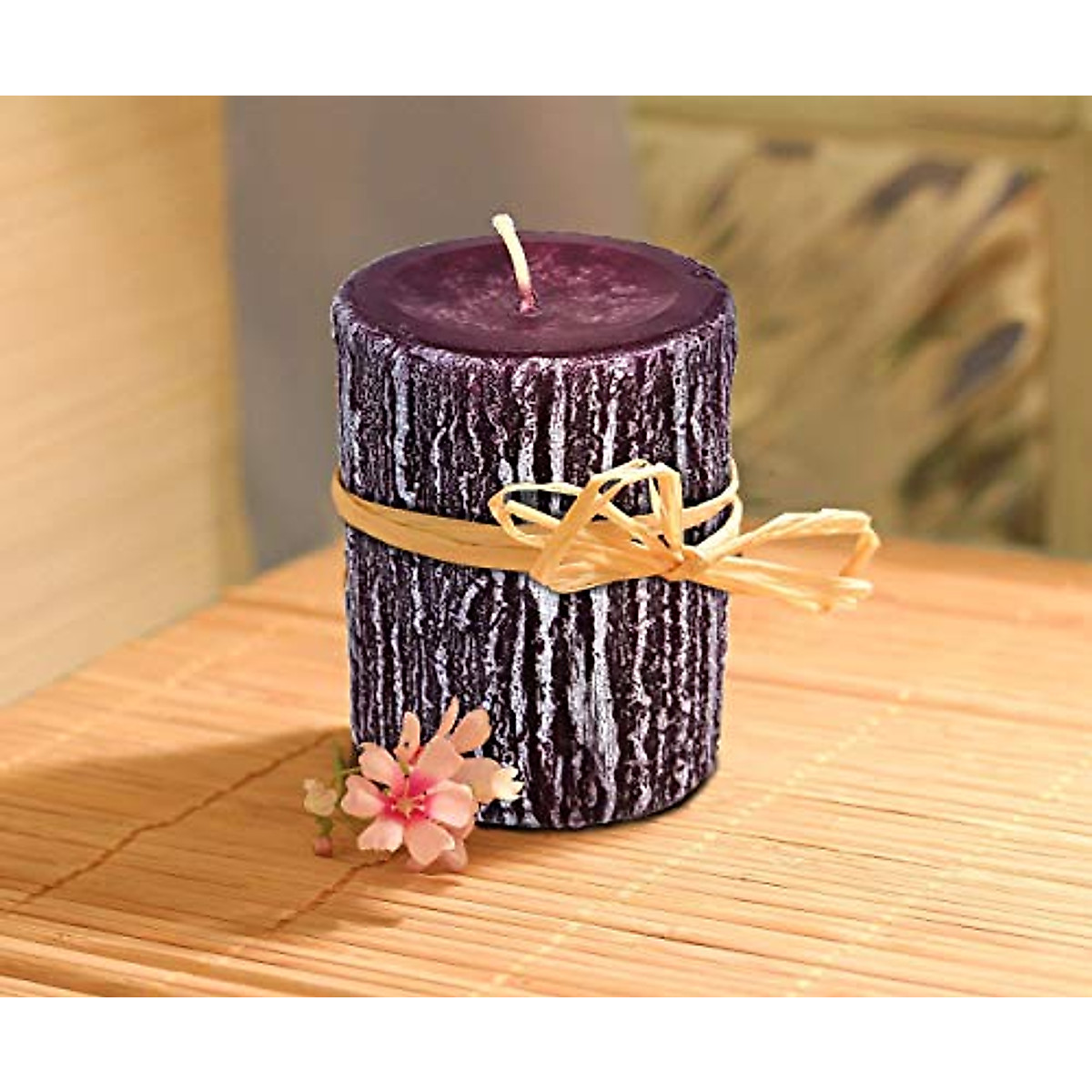 Hyoola Timberline Pillar Candles - 6 Pack - Purple Pillar Candles - European Made Rustic Pillar Candle - 3 Inch x 5 Inch