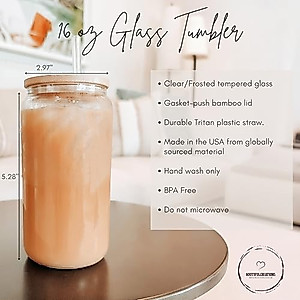Pumpkin Spice Life 16oz Glass Cup with Bamboo Lid and Straw (Clear)