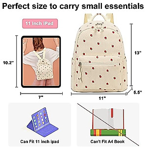 Bluboon Girls Mini Backpack Womens Small Backpack Purse Teens Cute Casual School Bookbag(Corduroy Strawberry)