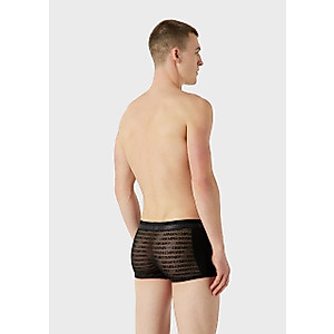 Emporio Armani Men's Jacquard Logo Mesh Brief, Black