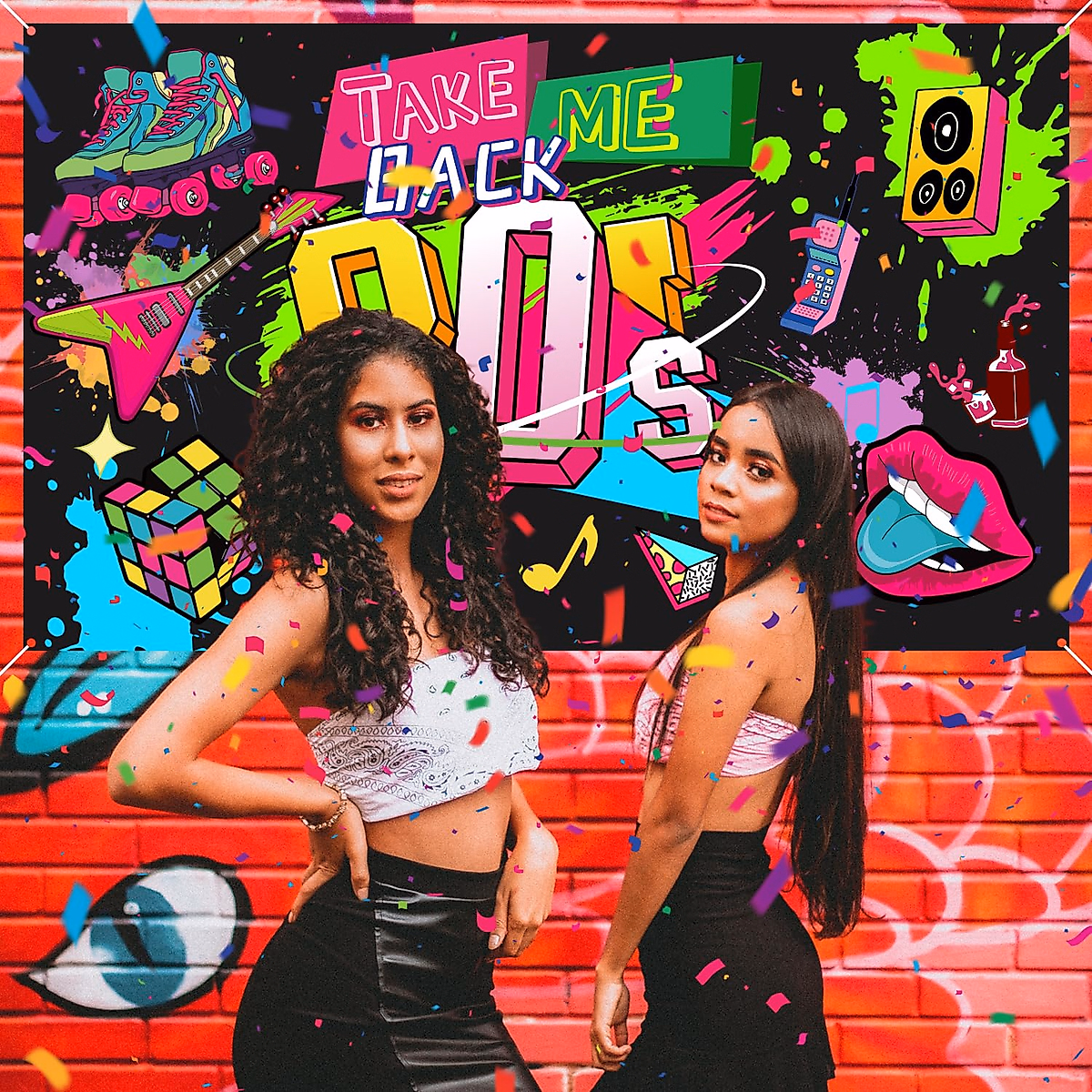 5x3ft 80s 90s Party Decorations, 80s Theme Party Backdrop for Photography Graffiti Wall Decor, Back to The 80s Retro Hanging Background for Birthday Party (80s)