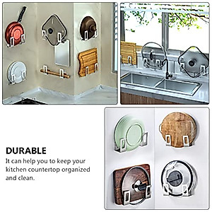 DOITOOL Shelving Brackets 4Pcs Free Punch Pot Lid Holder Storage Organizer Rack Stainless Steel Kitchen Wall Mounted Storage Rack for Pot Cover Chopping Board Wall Hung Clothes Drying Rack