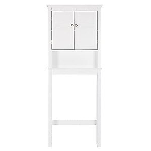 UTEX Bathroom Storage Over The Toilet, Bathroom Cabinet Organizer with Adjustable Shelves, Bathroom Space Saver for Bathroom, White