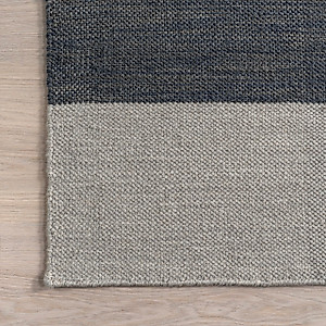 Rugs USA x Emily Henderson Blue Jay Colorblocked Wool Area Rug, 5x8, Grey