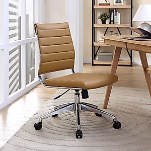 Modway Jive Ribbed Armless Mid Back Swivel Conference Chair In Tan