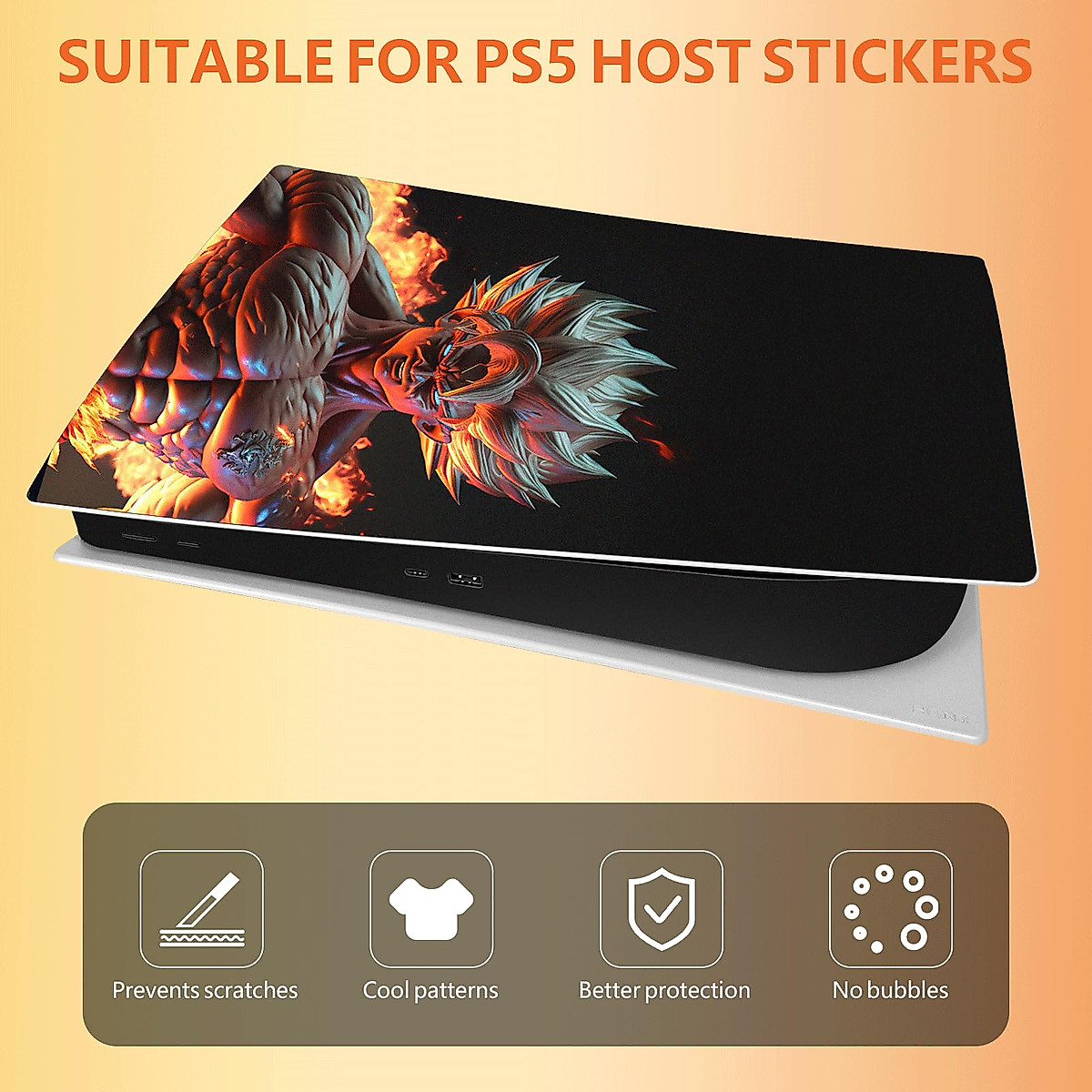 PS5 Accessories, PS5 Skins for Console and Controller, Anime Cover, Durable, Scratch Resistant, Bubble-Free - Vinyl Sticker for Playstation 5 Disc Version CD-ROM (Dragon-Balls)