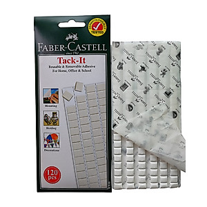 Faber-Castell Reusable Removable Adhesive Tacky Putty White Tack, Poster & Multipurpose Wall Safe Sticky Tack (120 Pieces)
