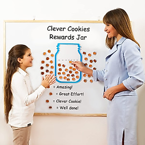Simply magic 50+5 PCS Magnetic Clever Cookies Rewards Jar for Kids - Behavior Management Classroom Tools, Marble Jar Reward System for Classroom, Positive Behavior Reward Chart for Classroom