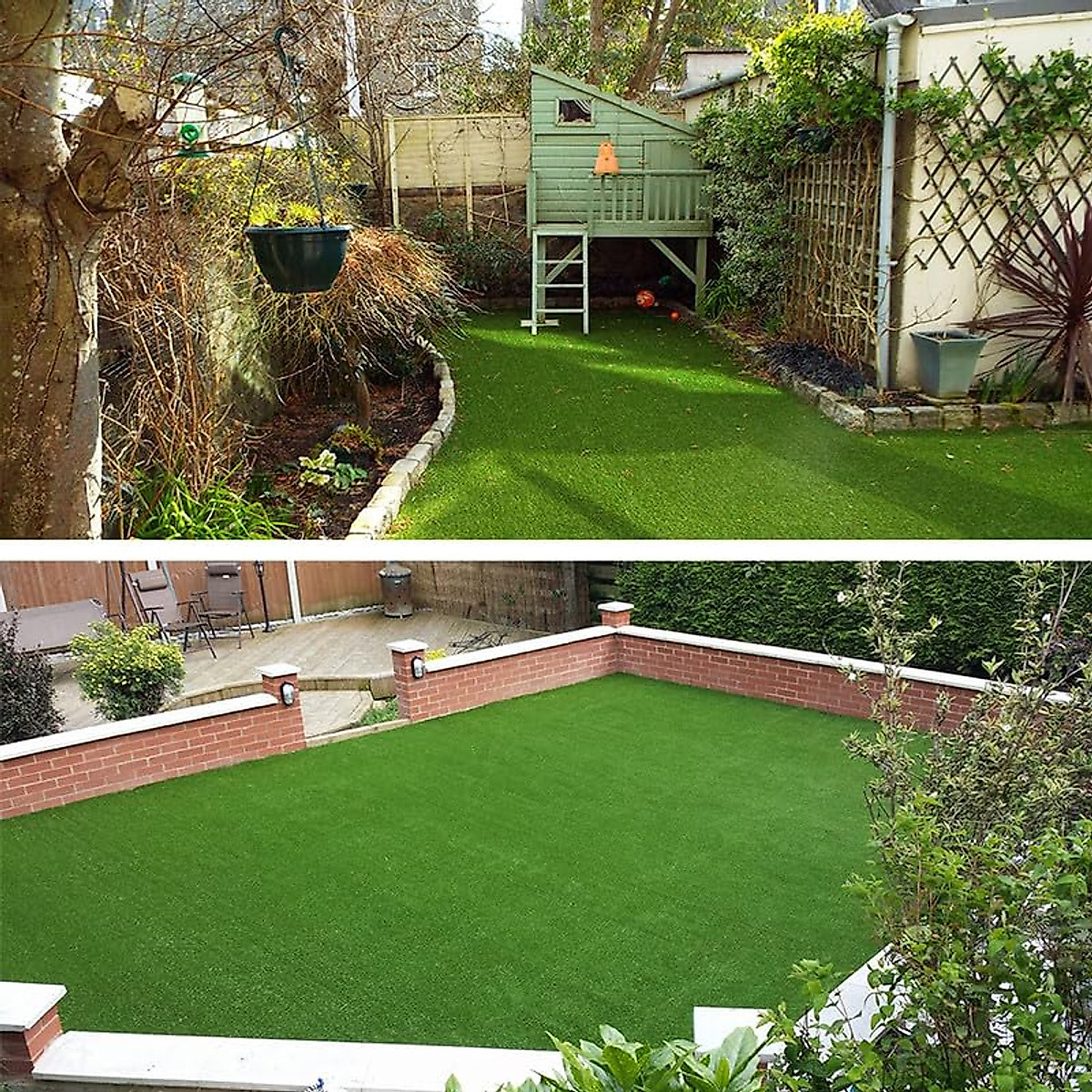 GLIWEN Artificial Grass Rug Realistic Indoor/Outdoor Fake Grass 1.38" Pile Height Synthetic Grass Rug 5FTX10FT with Drainage Holes Faux Grass Astroturf Carpet Pet Turf Mat for Potty Training Rug