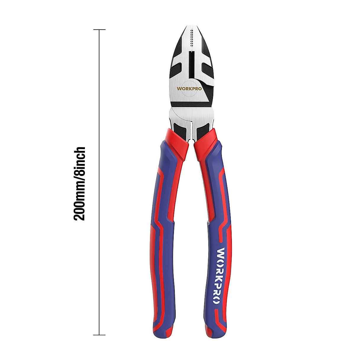 WORKPRO 8-Inch Linesman Pliers in CRV Steel for Twisting and Cutting Wires, Clamping Screws