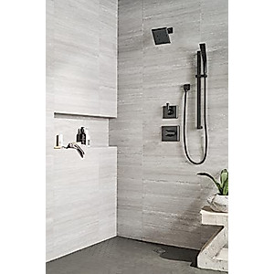 Delta Faucet Pivotal 3-Setting Matte Black Shower System Including Black Shower Head, Slide Bar Handheld Shower, Shower Handle, Shower Diverter and Shower Valve Kit, Delta Shower Trim Kit, Matte Black